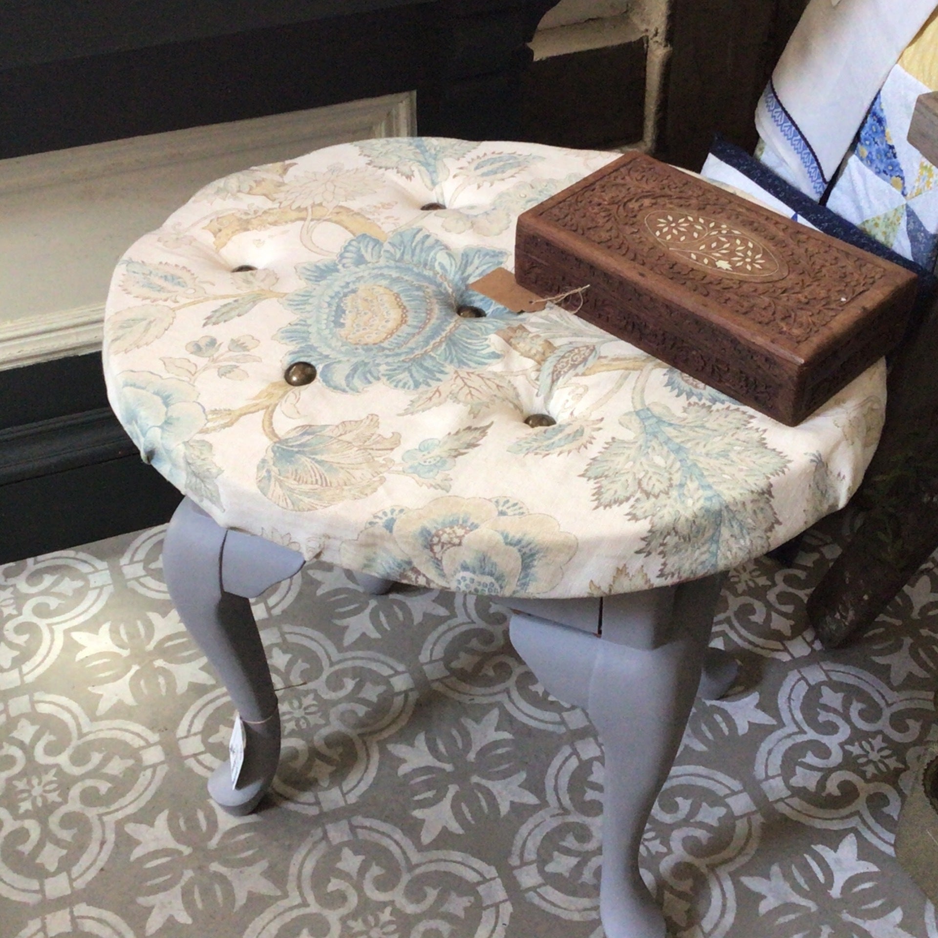 Upholstered Victorian Side Table | Mayflower Mercantile