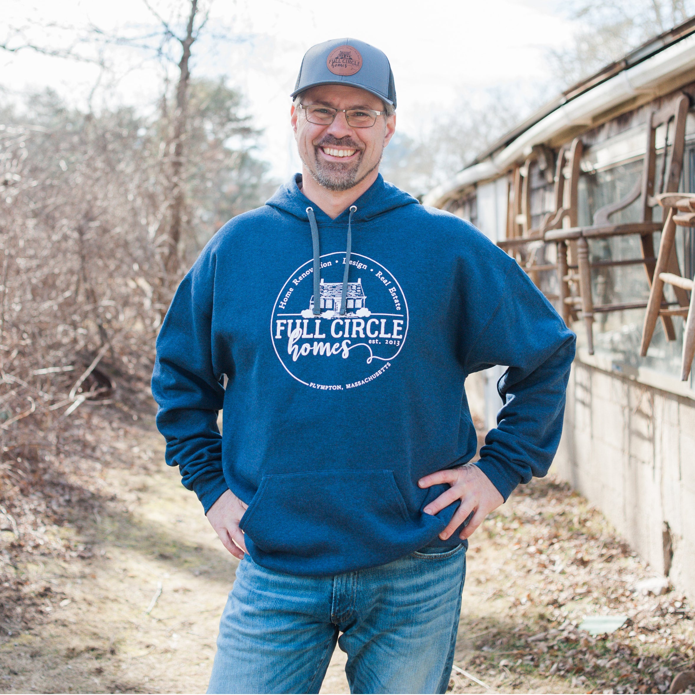 Full Circle Homes Hoodie - Indigo Heather | Mayflower Mercantile