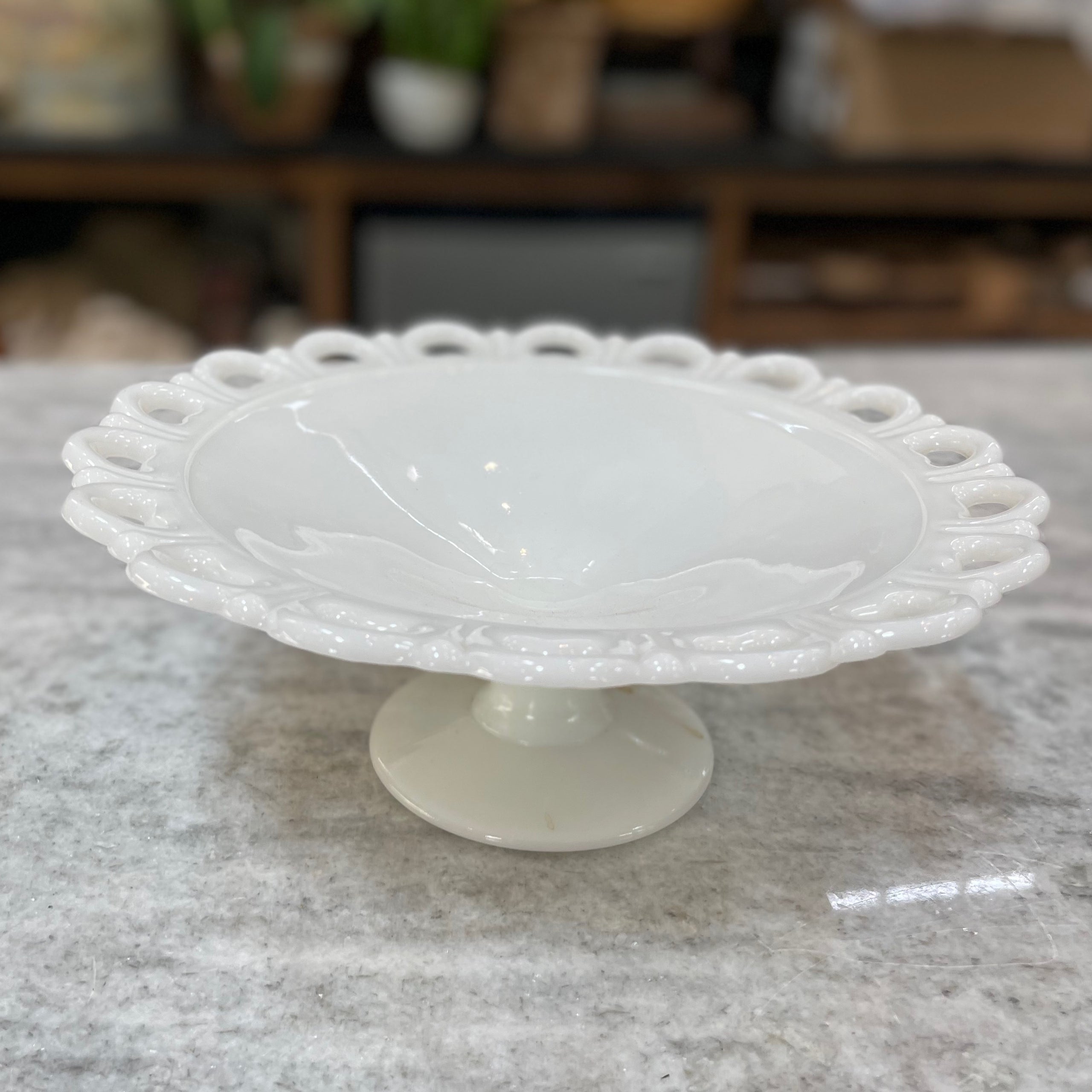 Milk Glass Cake Dish | Mayflower Mercantile