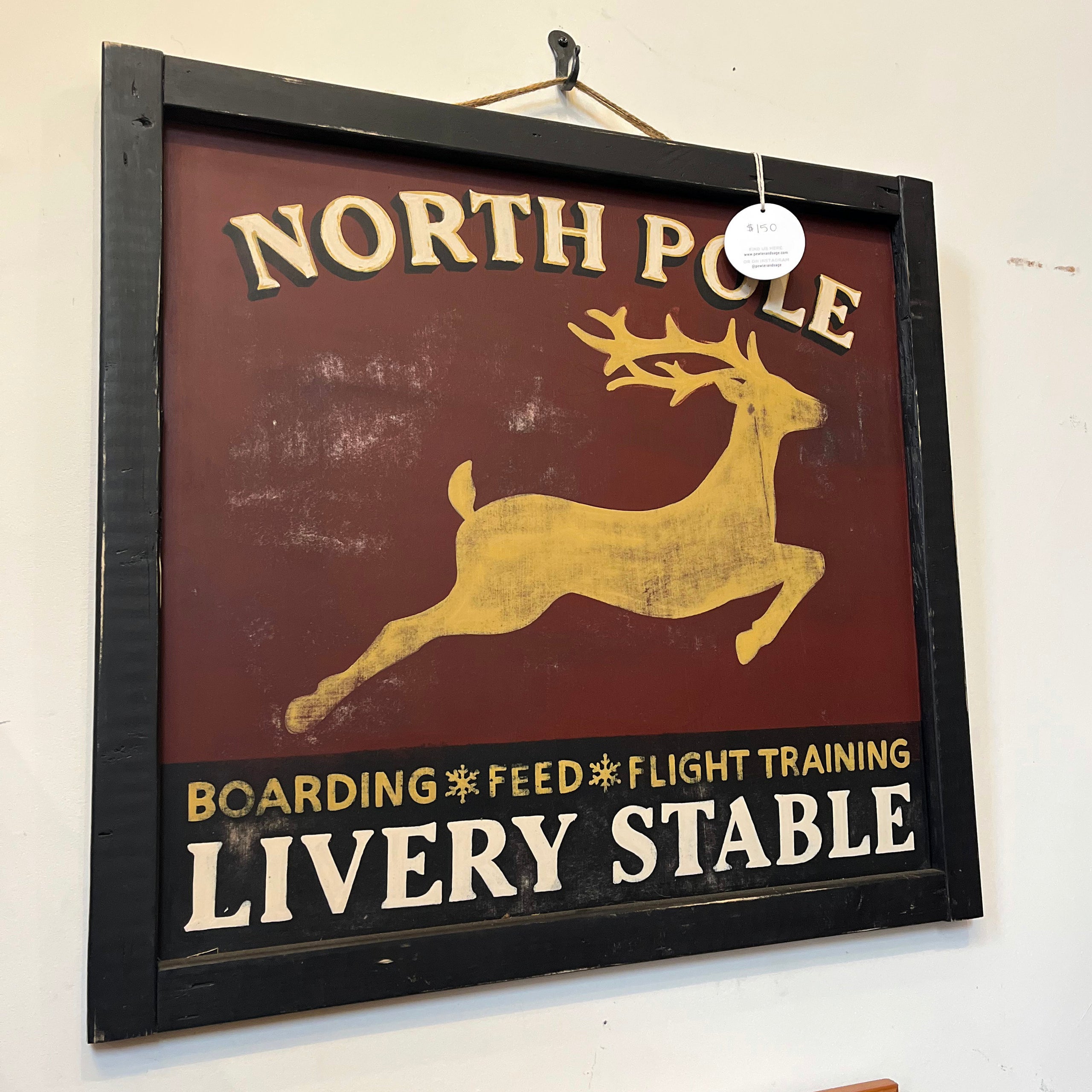North Pole Stable Reindeer Sign by Pewter & Sage | Mayflower Mercantile