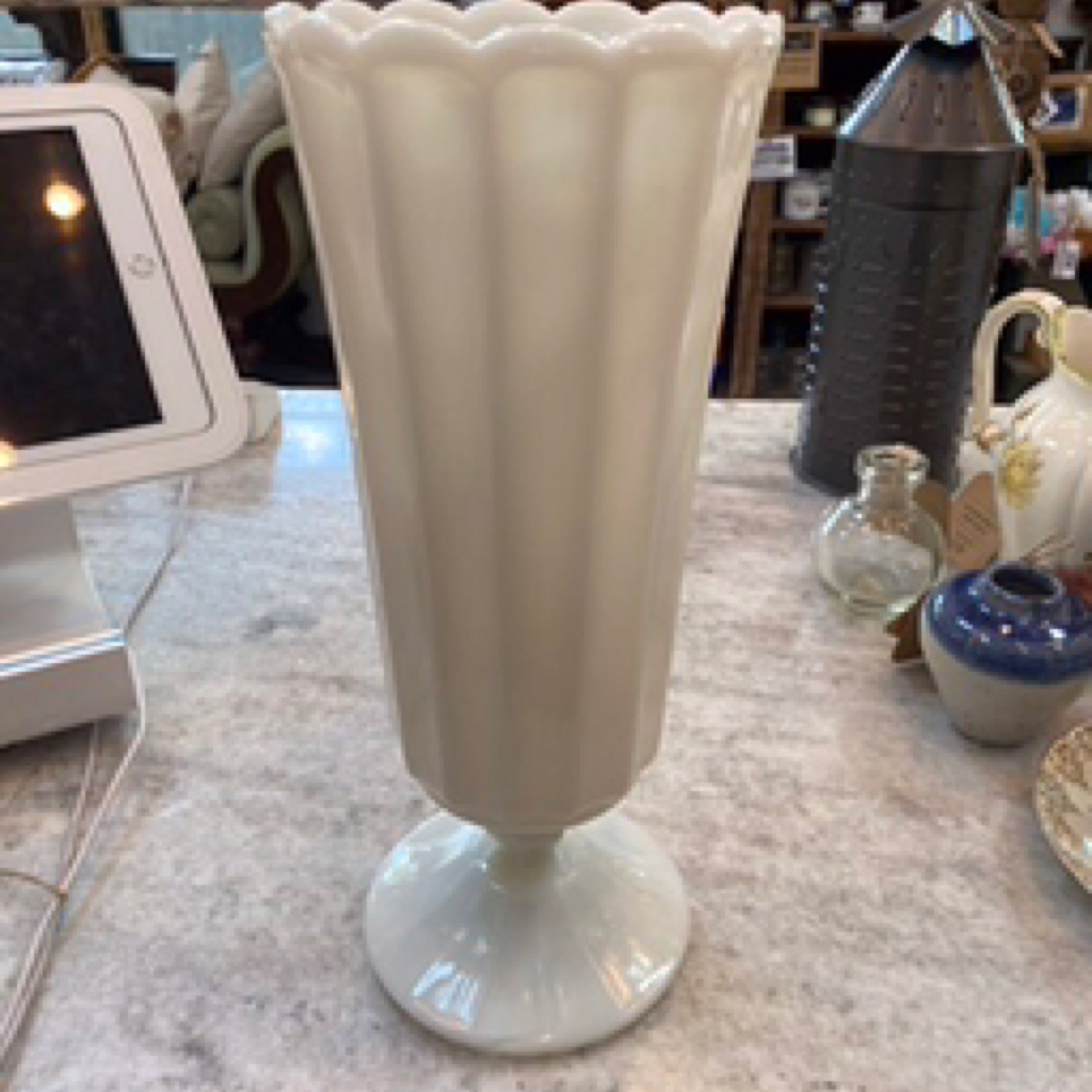 Tall Milk Glass Vase | Mayflower Mercantile