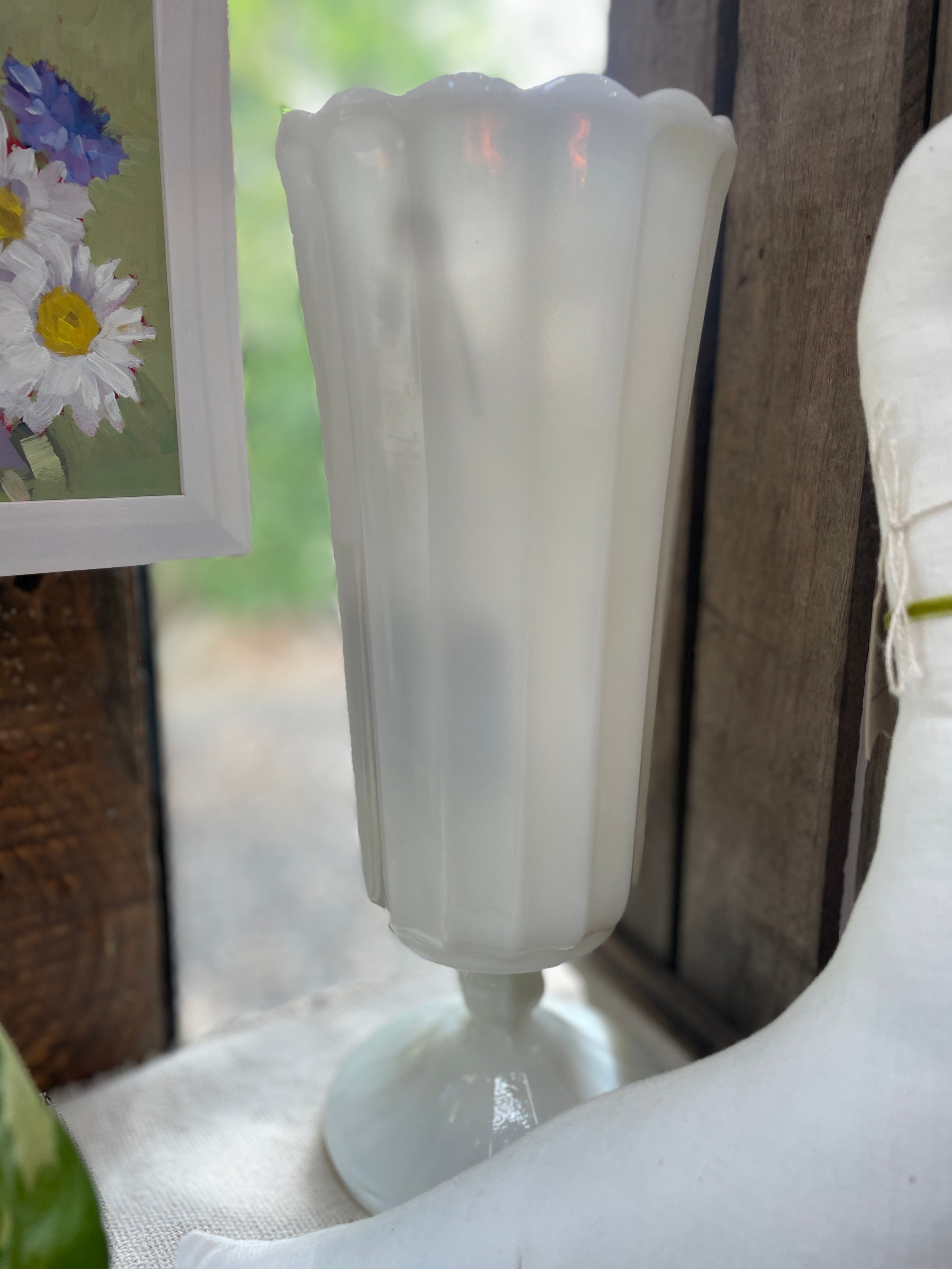 Tall Milk Glass Vase | Mayflower Mercantile